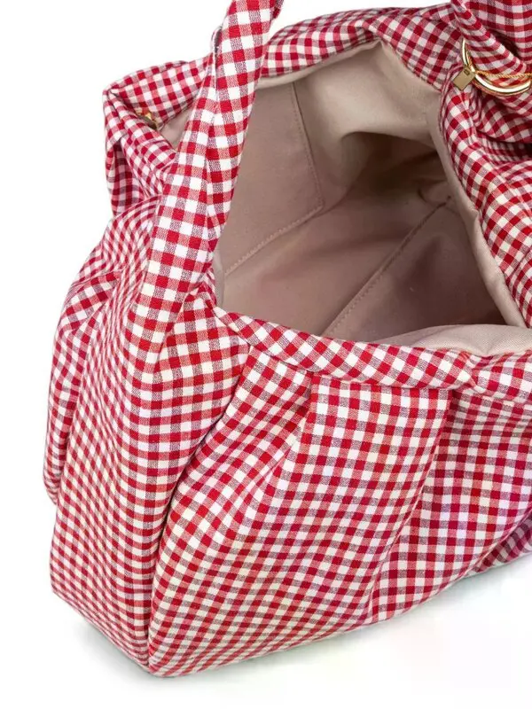 LA MILANESA Large Aralia Gingham-print Shoulder Bag - Red