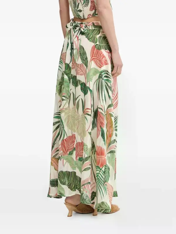 Guess Leaf-print Wrap-style Maxi Skirt