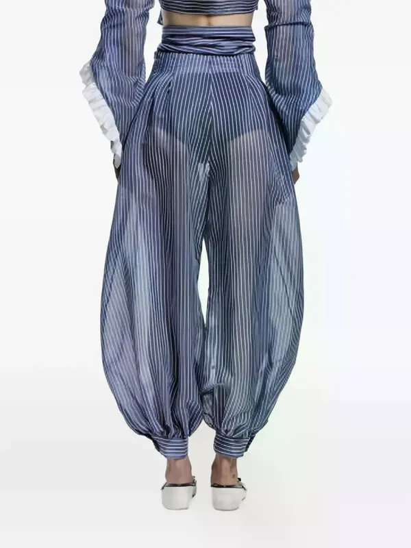 Vivetta Striped High-waisted Trousers - Blue