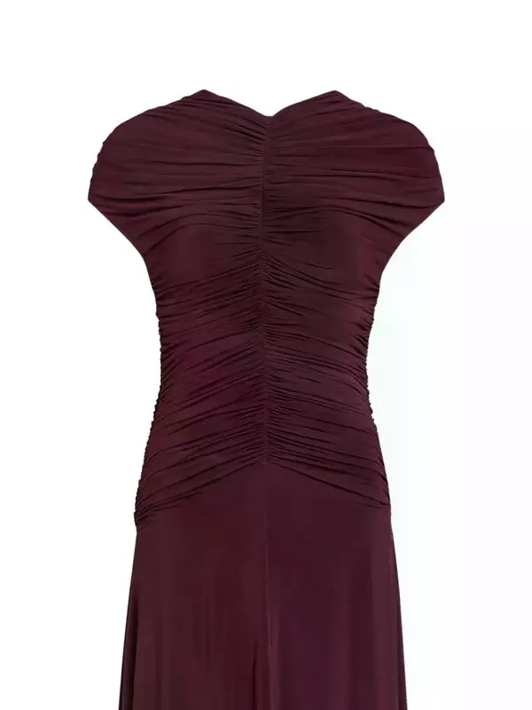 Tove Ruched Cap-sleeve Midi Dress - Red
