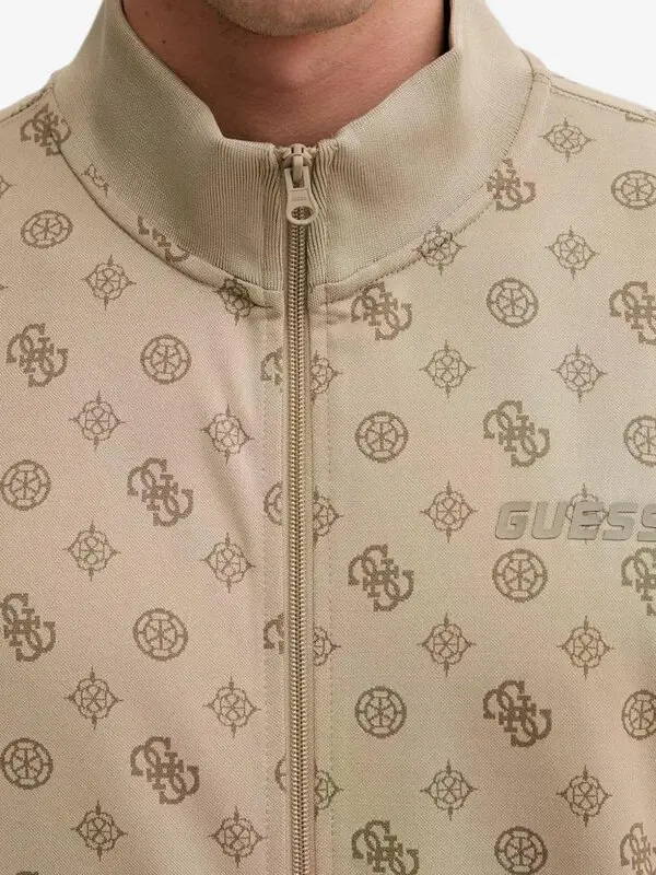Guess Monogram-print Zip-up Sweater