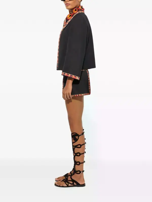 Emilio Pucci Embellished Cotton Jacket With Embroidered Collar