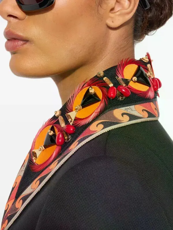 Emilio Pucci Embellished Cotton Jacket With Embroidered Collar