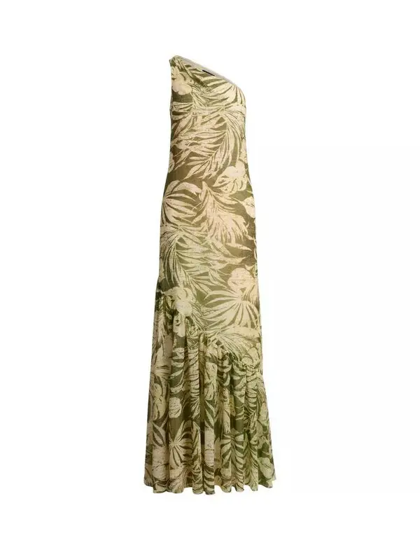 Ralph Lauren Palm-print One-shoulder Maxi Dress