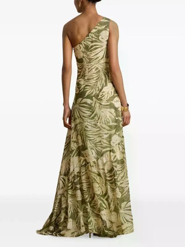 Ralph Lauren Palm-print One-shoulder Maxi Dress