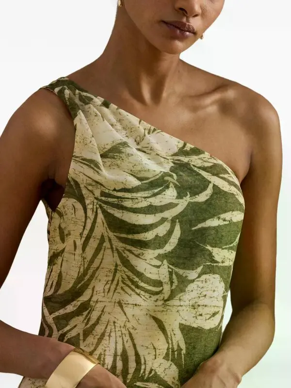 Ralph Lauren Palm-print One-shoulder Maxi Dress