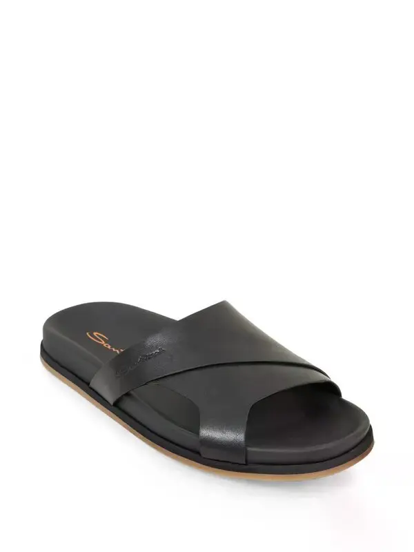 Santoni Crossover Leather Flat Sandals