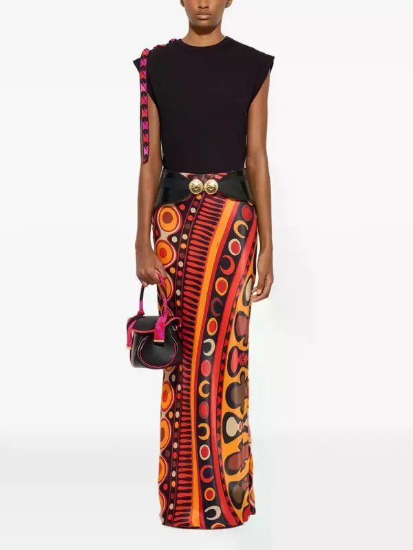 Emilio Pucci Soleil Print Satin Maxi Skirt - Orange