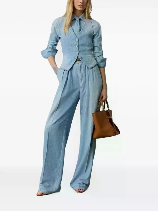 Ralph Lauren Livie Pleated Straight-leg Jeans - Blue