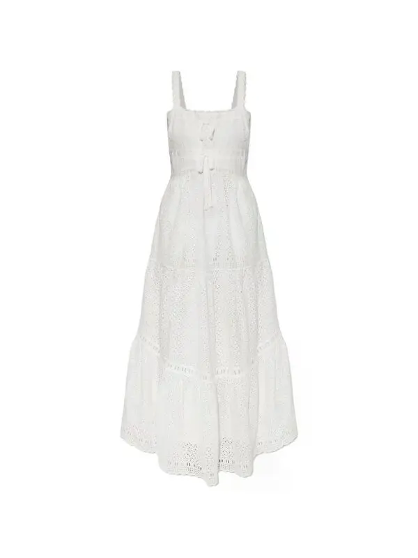 Ulla Johnson Broderie Anglaise Tiered Maxi Dress - White
