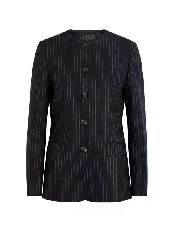 NILI LOTAN Pinstripe Collarless Jacket
