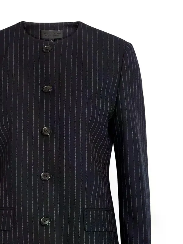 NILI LOTAN Pinstripe Collarless Jacket