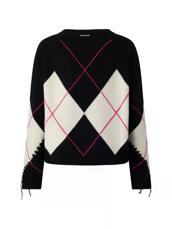 Pinko Argyle-intarsia Distressed Sweater