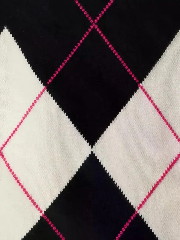 Pinko Argyle-intarsia Distressed Sweater