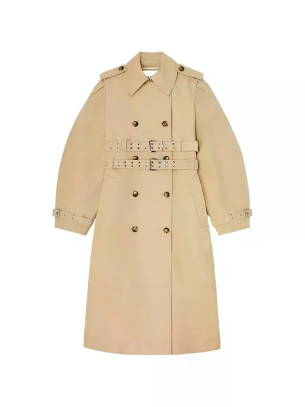 GANNI Double-belted Trench Coat - Neutrals