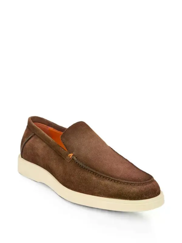 Santoni Suede Slip-on Loafers - Brown