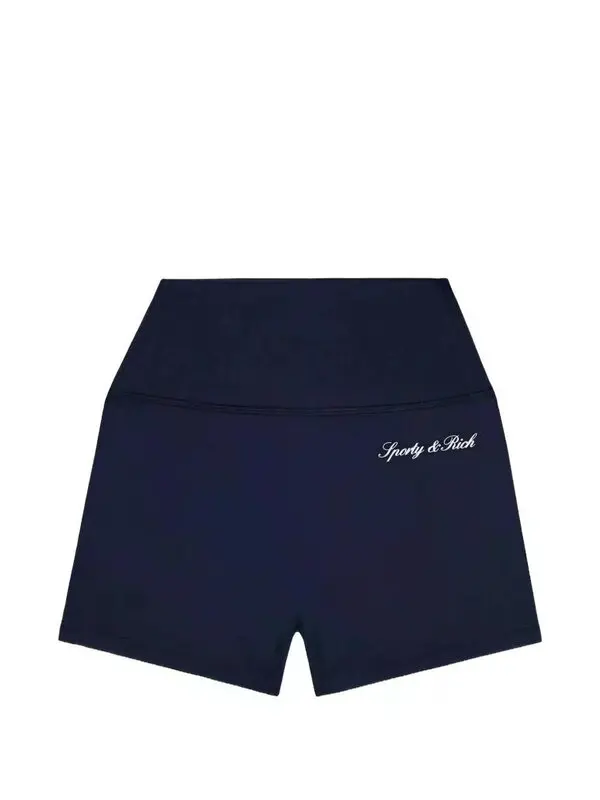 SPORTY & RICH Logo-print Mini Shorts - Blue