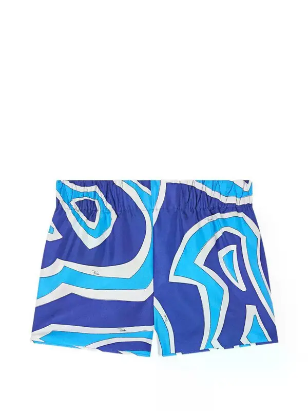 Emilio Pucci Silk Twill Labirinto Print Shorts - Blue