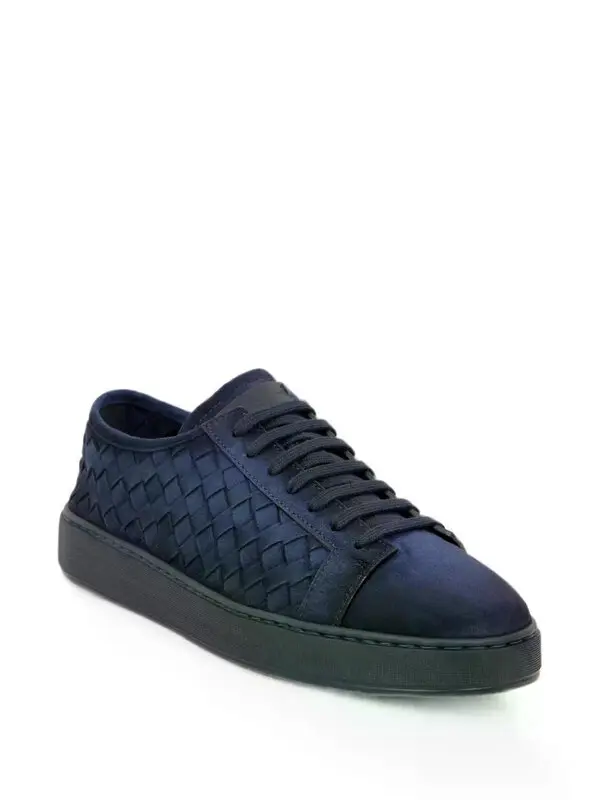Santoni Woven Leather Sneakers