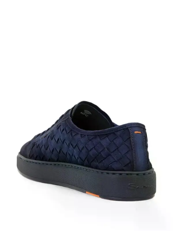 Santoni Woven Leather Sneakers
