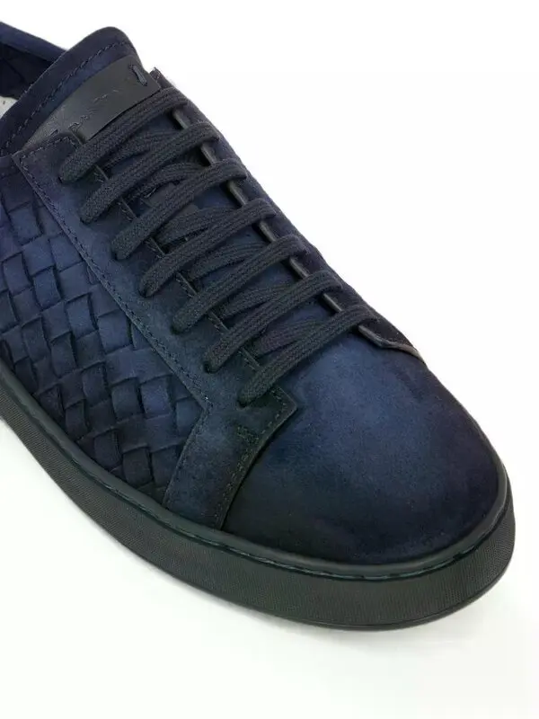 Santoni Woven Leather Sneakers