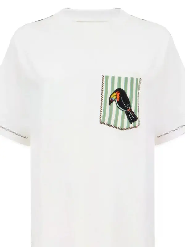 ALEMAIS Toucan-patch Striped-pocket T-shirt