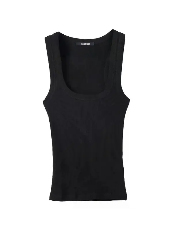 Jacquemus Gros Grain Ribbed-knit Tank Top - Black