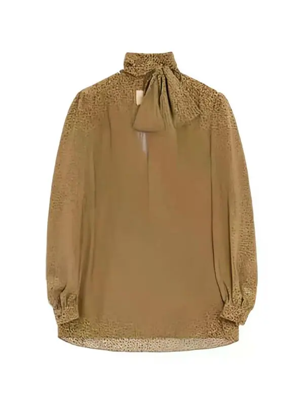 Valentino Garavani Crepe De Chine Shirt With Fauve Eclat Micromacula Print - Neutrals
