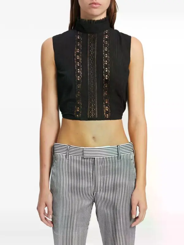 ANN DEMEULEMEESTER Light Cotton Dobby Strip Crop Top