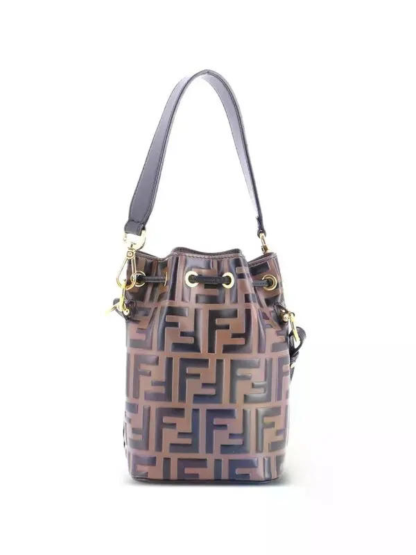 Fendi Mon Tresor Zucca Embossed Leather Mini Bucket Bag - Brown
