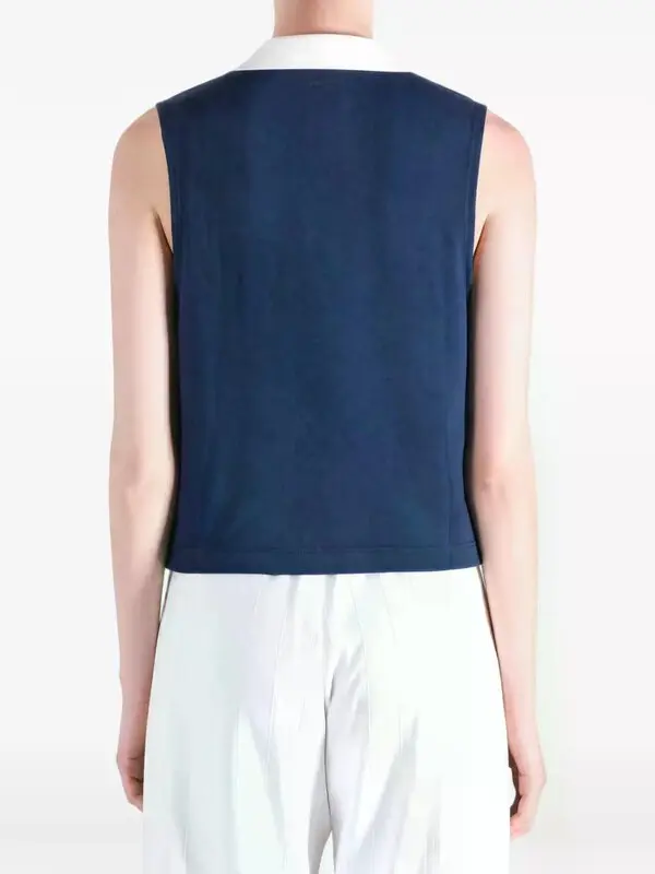 MALBON Sleeveless Logo-embroidered Polo Shirt - Blue