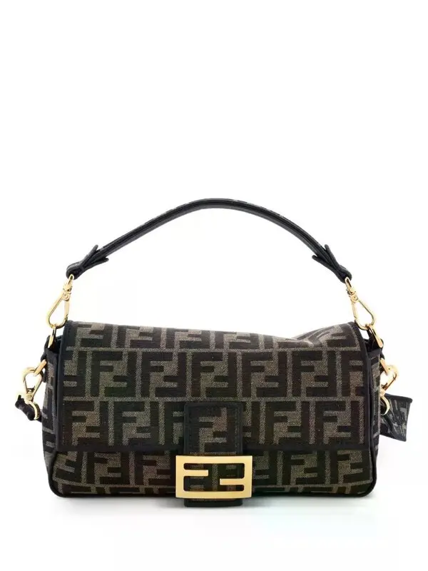 Fendi Zucca Canvas Baguette Nm Shoulder Bag - Brown