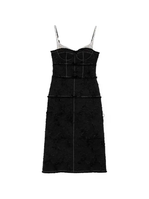 MONTSAND Crystal Embellished Tweed Dress - Black