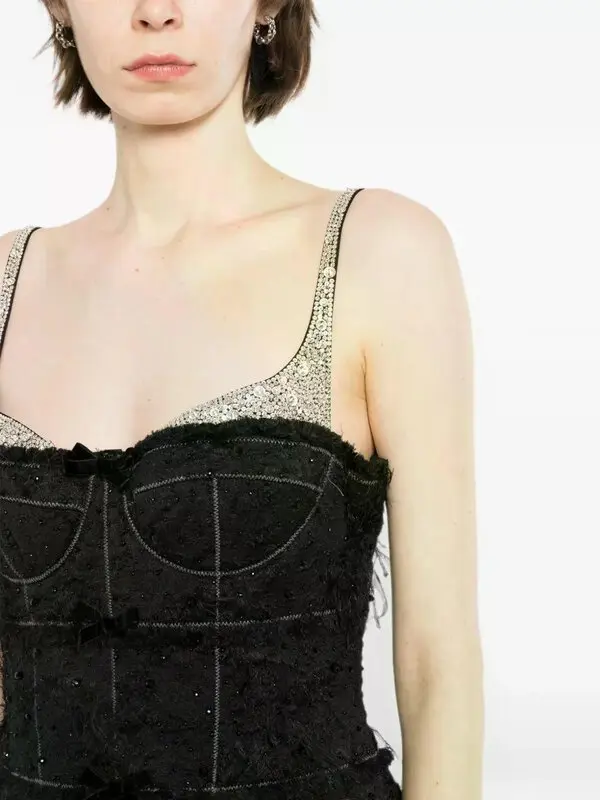 MONTSAND Crystal Embellished Tweed Dress