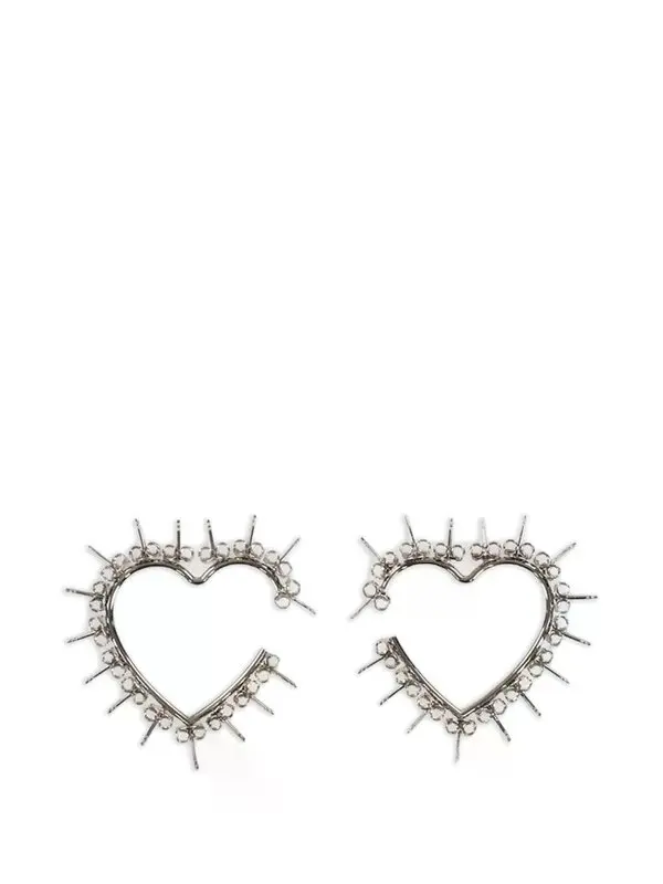 D'HEYGERE Tone Heart-shaped Stud Earrings - Silver