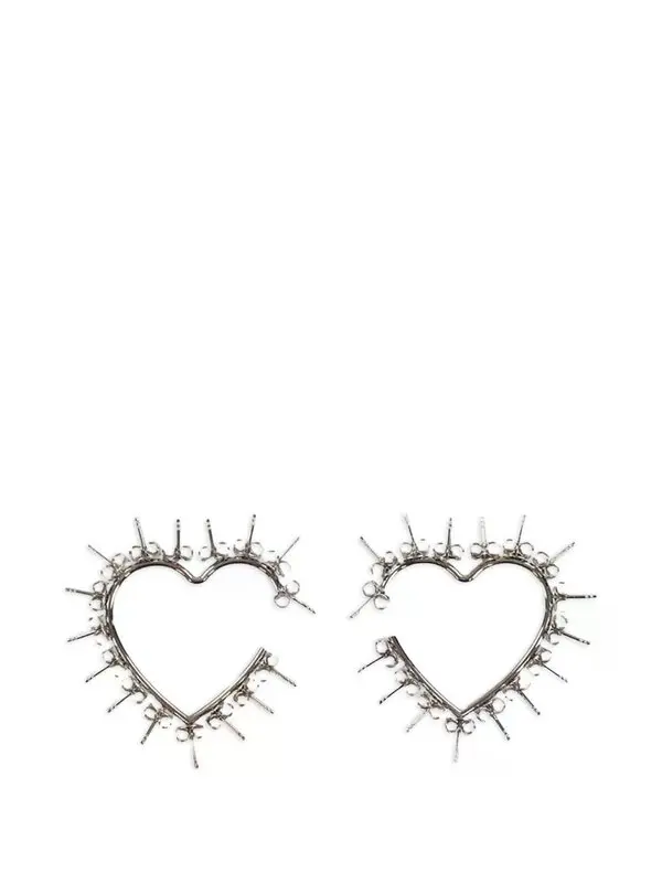 D'HEYGERE Tone Heart-shaped Stud Earrings - Silver