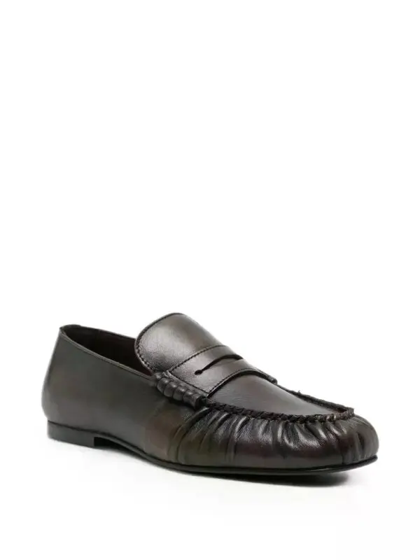 ALOHAS Gathered Penny-slot Loafers - Brown
