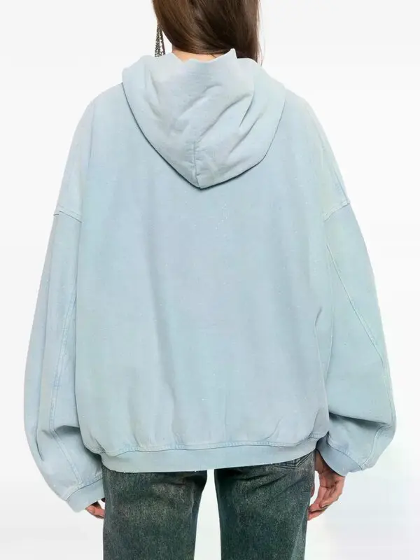 Alexander Wang Crystal Embellished Zip-up Hoodie