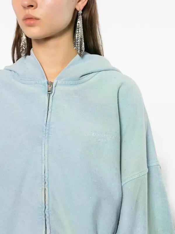 Alexander Wang Crystal Embellished Zip-up Hoodie