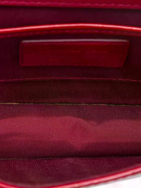 Dior 2016 Patent Cannage Lady Clutch With Chain - Red