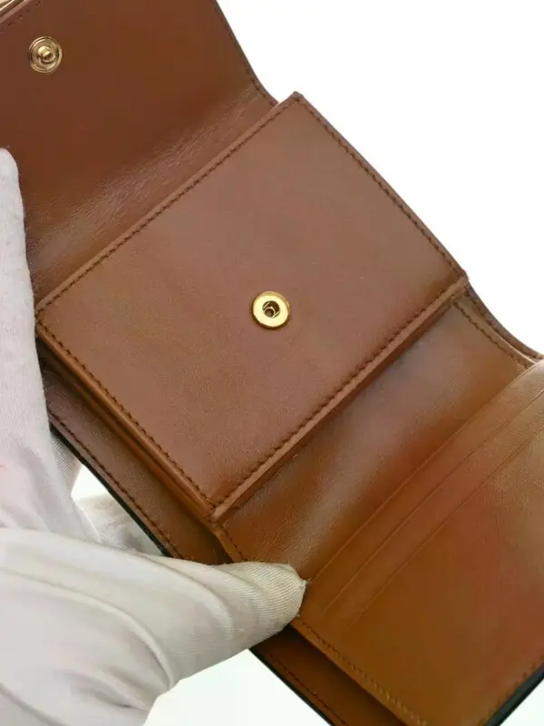 Celine 2018-2026 Shiny Calfskin Triomphe Flap Wallet Small Wallets - Brown