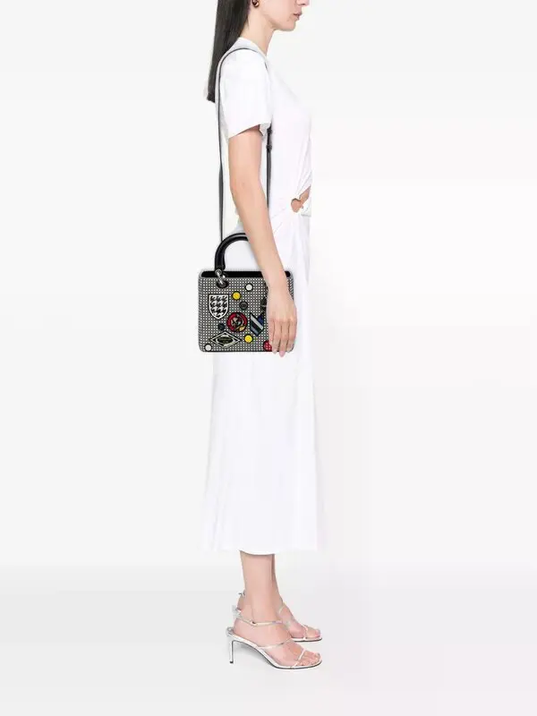 Dior Medium Calfskin Mesh Microcannage Patches Lady Satchel