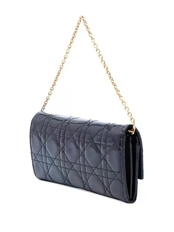 Dior Patent Cannage Lady Wallet On Chain Handbag