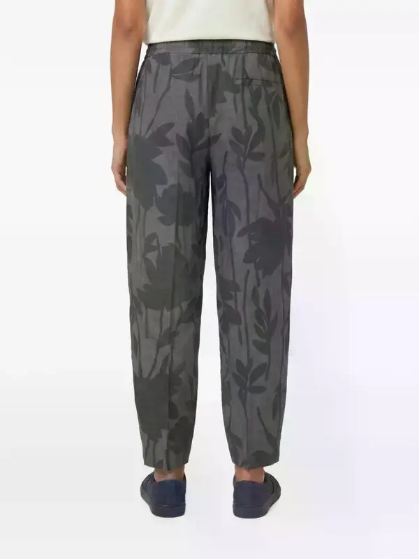 Brunello Cucinelli Floral-print Linen Trousers