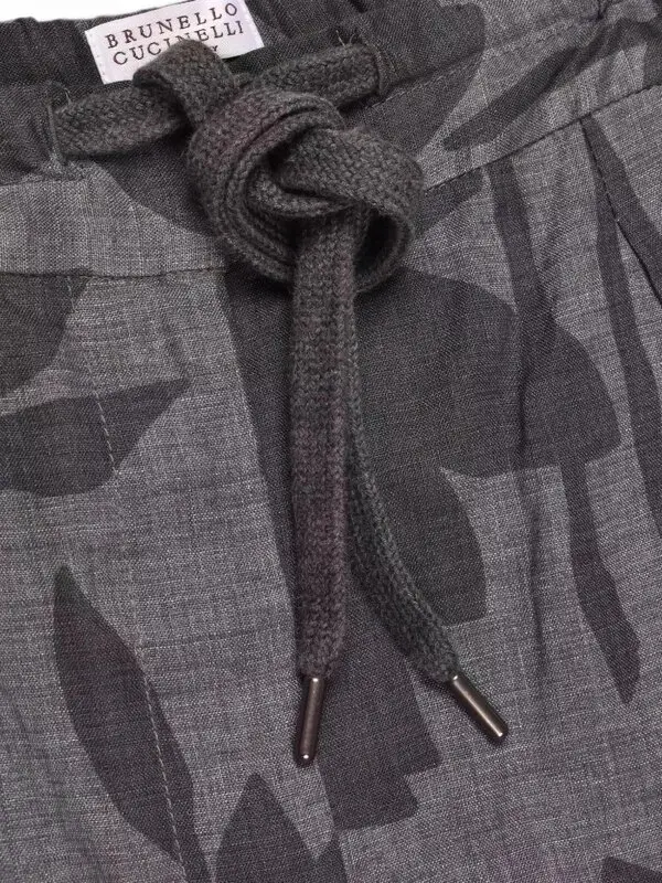 Brunello Cucinelli Floral-print Linen Trousers