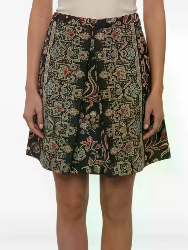 Valentino Garavani Floral Print Canvas Mini Skirt - Black