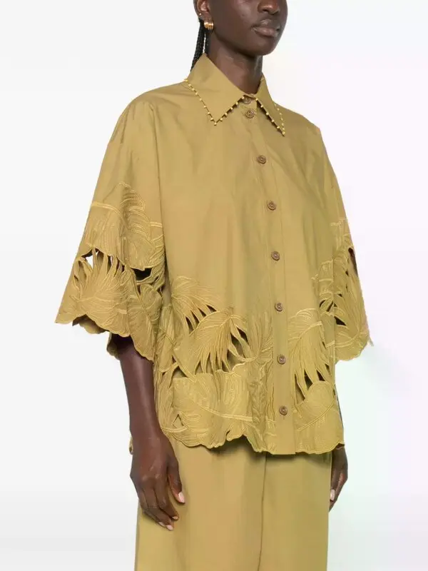 Zimmermann Mahon Cut-out Embroidered Shirt - Neutrals