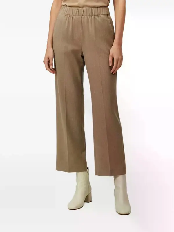 Max Mara Beige Elasticated Waistband Straight Leg Trousers - Neutrals