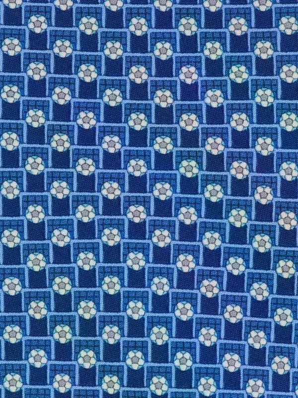 FERRAGAMO Tournament Print Silk Neck Tie - Blue