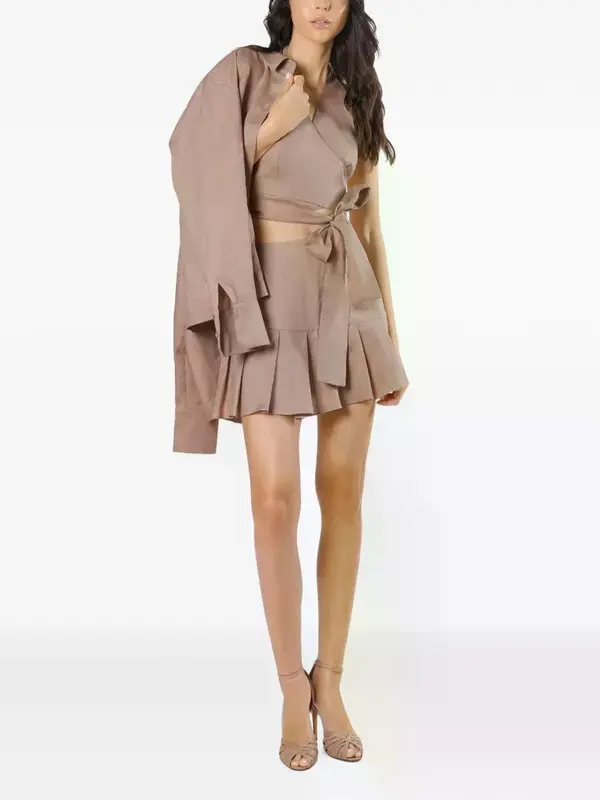 MIA PECULIAR Pleated Linen Mini Skirt